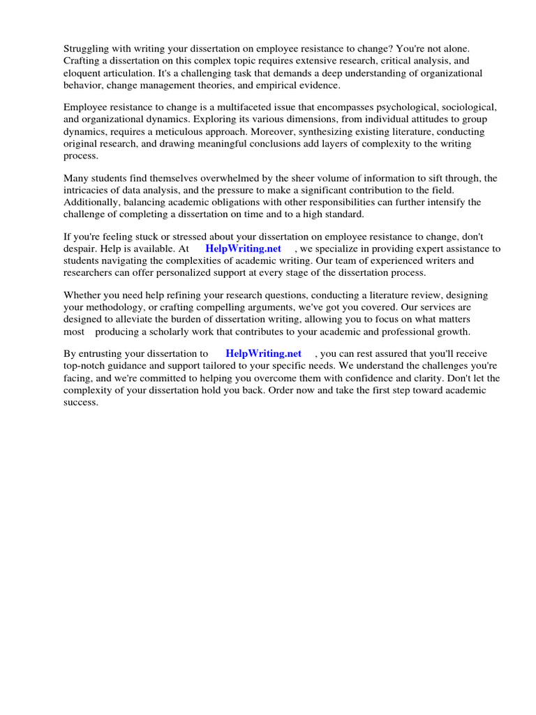 Dissertation on Employee Resistance to Change | PDF | Change Management ...