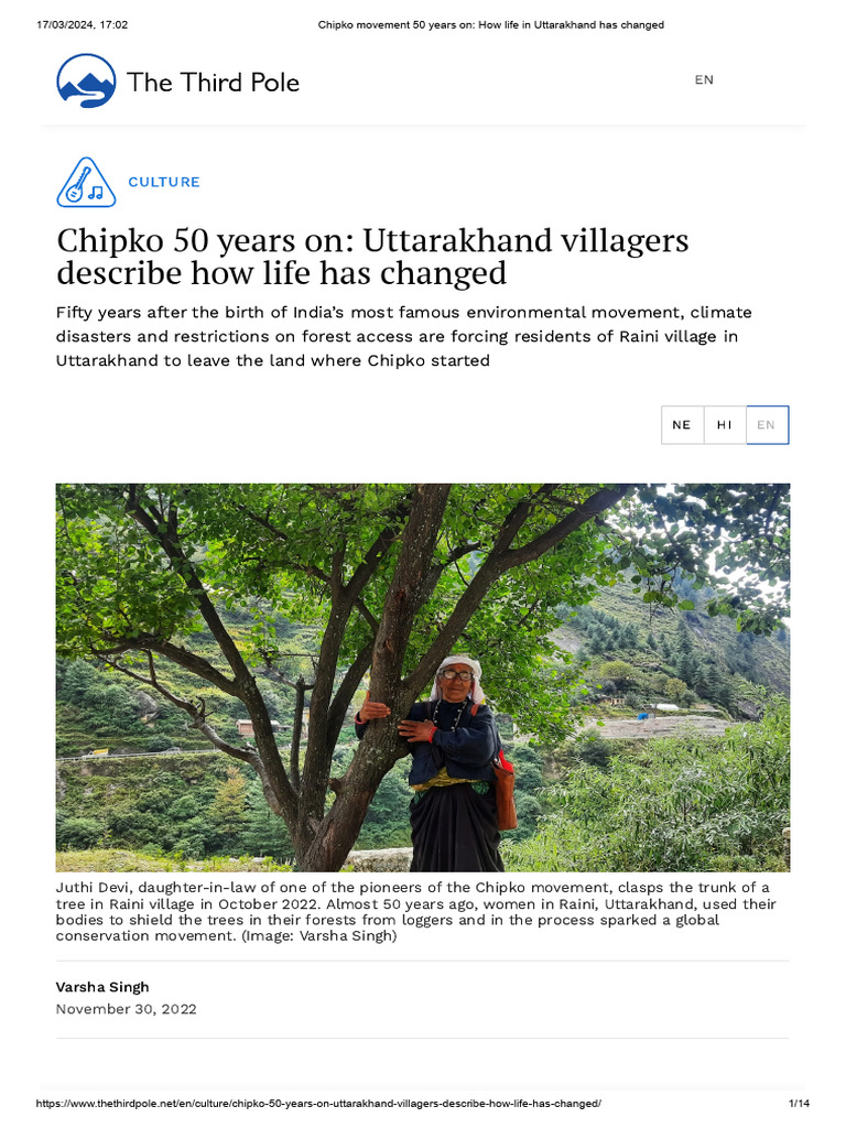 Chipko Movement 50 Years On - How Life in Uttarakhand Has Changed | PDF ...