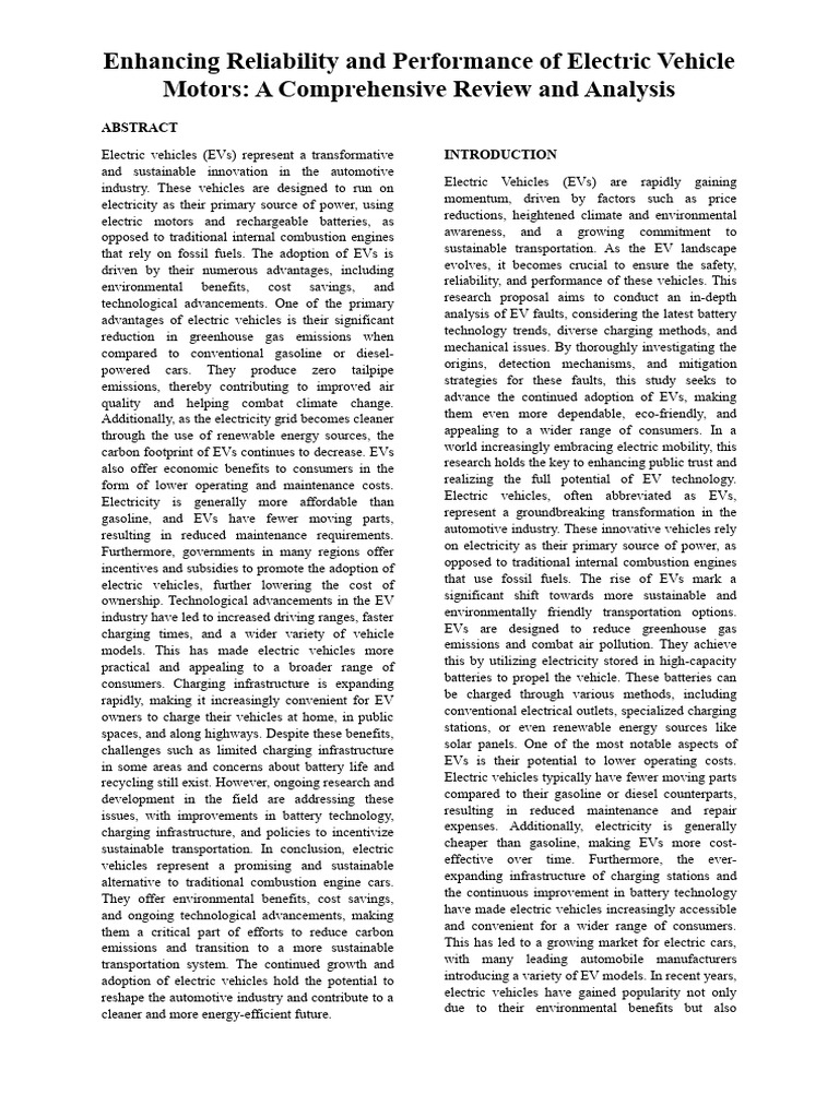 EV Paper | PDF | Electric Vehicle | Electric Motor