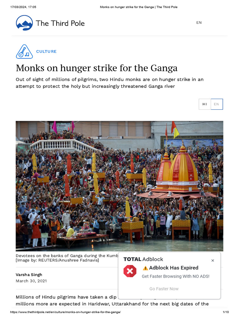 Monks On Hunger Strike For The Ganga - The Third Pole | PDF