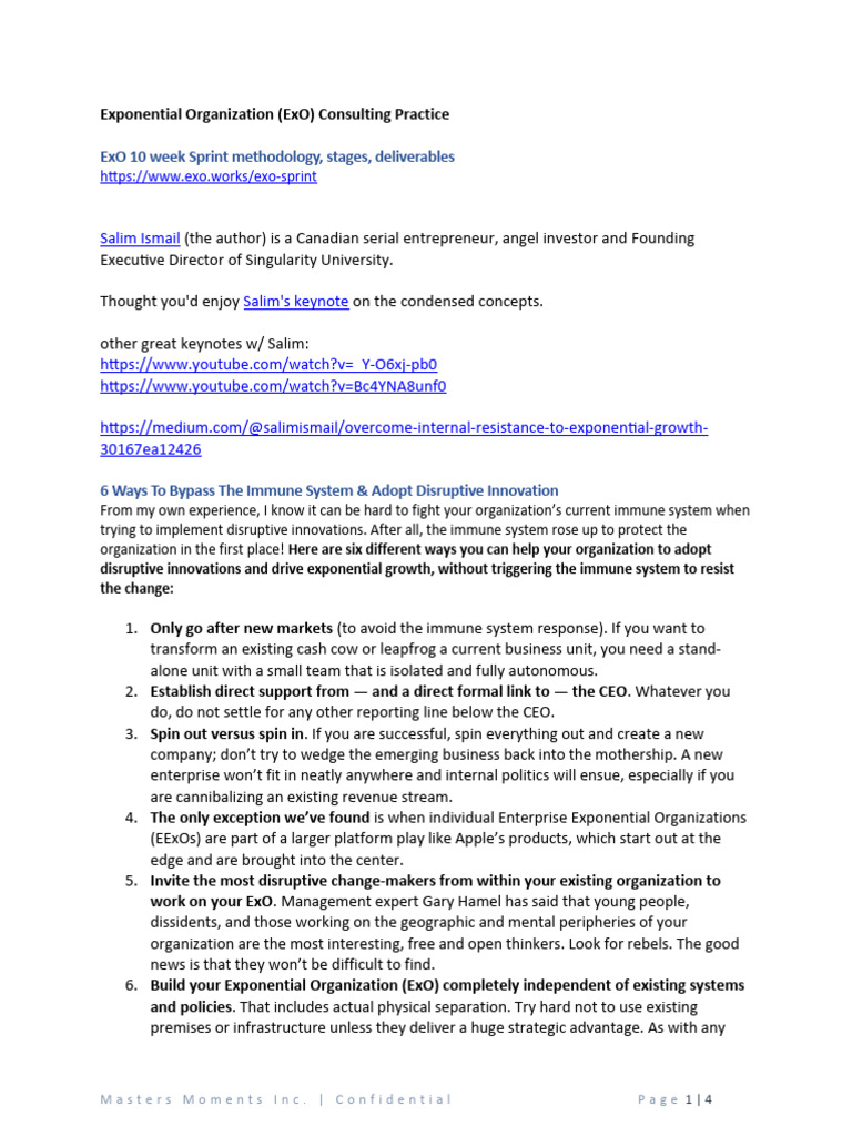 Exponential Organization (ExO) Consulting Practice | PDF ...