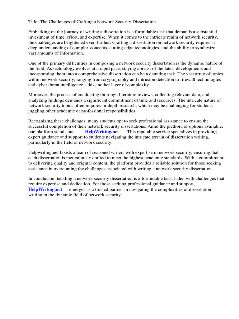 Network Security Dissertation Topics | PDF | Security | Computer Security