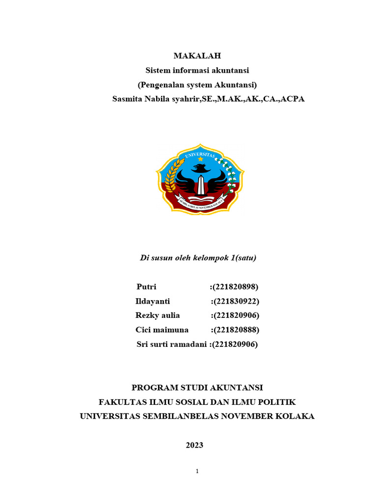 Makalah Pengenalan Sistem Akuntansi | PDF Makalah Pengenalan Sistem Akuntansi | PDF