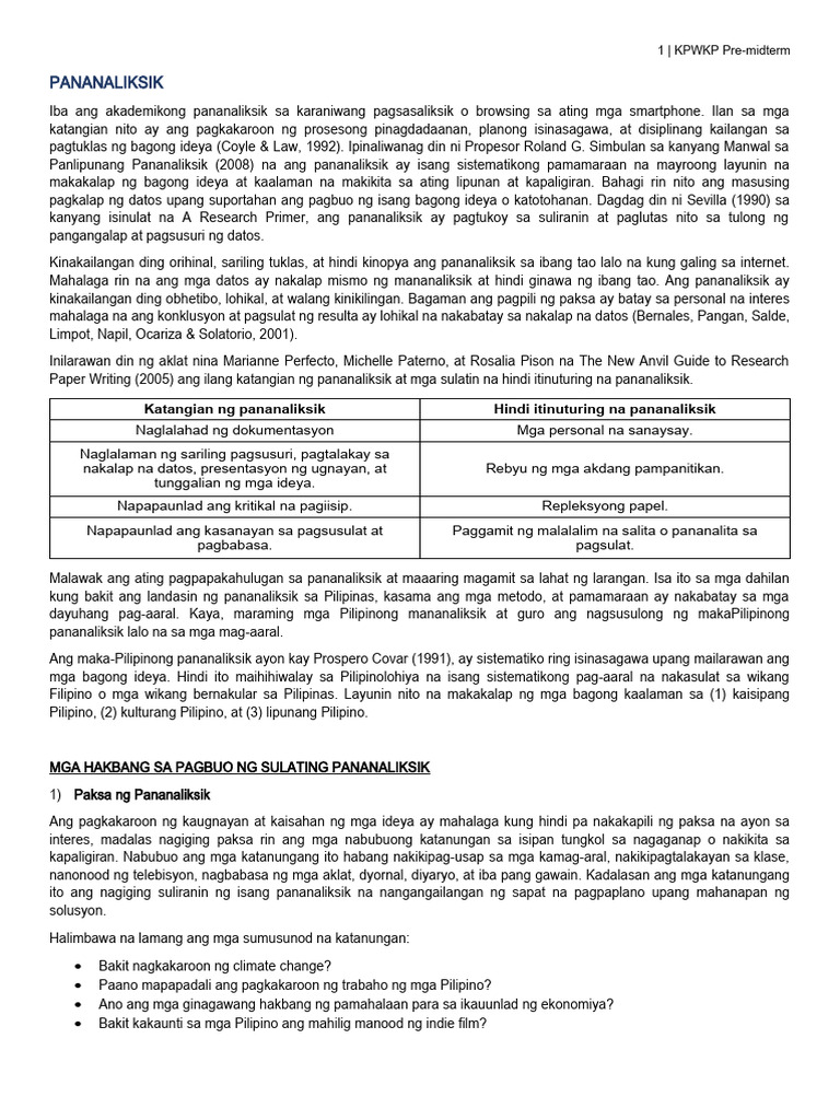 KPWKP Pre-Midterm | PDF