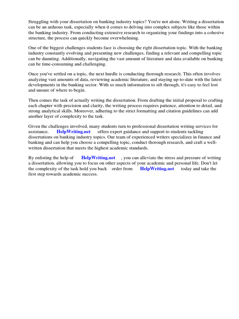 Dissertation Topics Banking Industry | PDF Dissertation Topics Banking Industry | PDF