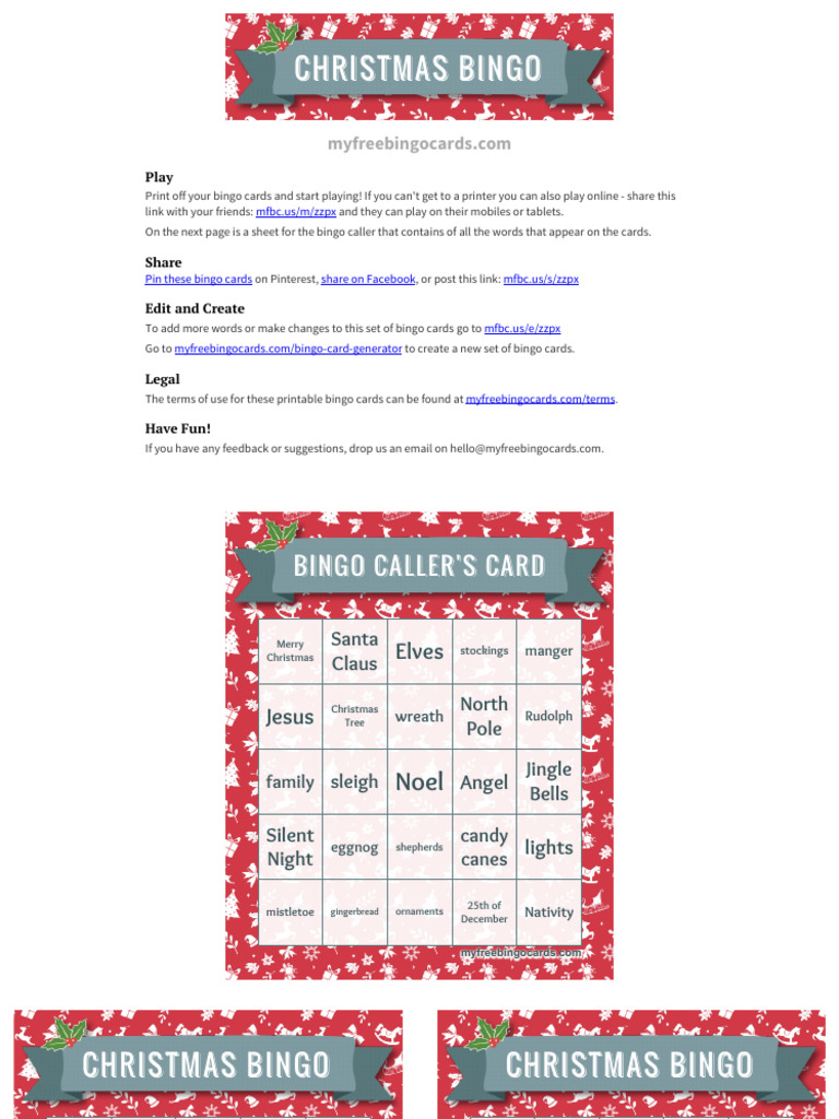 Christmas Bingo | PDF | Christmas | Santa Claus