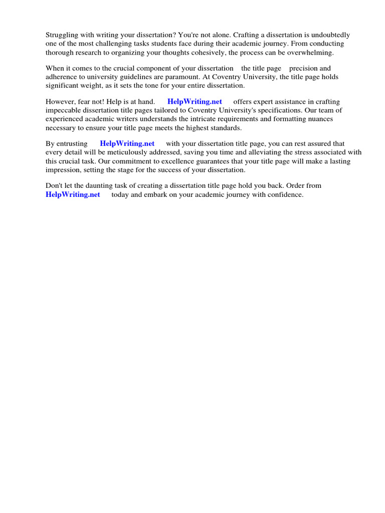 Dissertation Title Page Coventry University | Download Free PDF | Brand ...