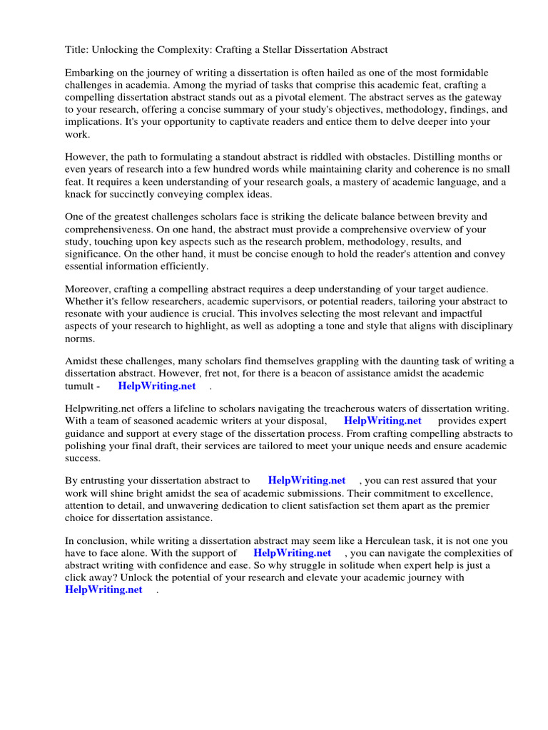 Crafting Effective Dissertation Abstracts | PDF