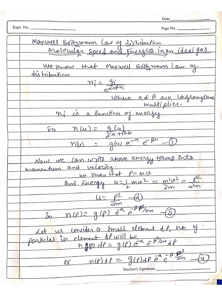 Maxwell Boltzmann law of distribution of molecular velocity | PDF Maxwell Boltzmann law of distribution of molecular velocity | PDF