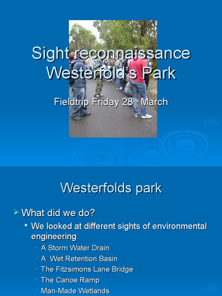 Sight Reconnaissance of Westerfold's Park | PDF | Stormwater | Surface ...