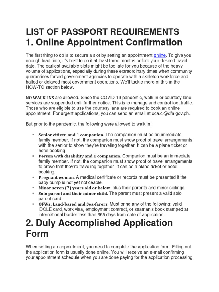 List of Passport Requirements | PDF | Identity Document | Birth Certificate