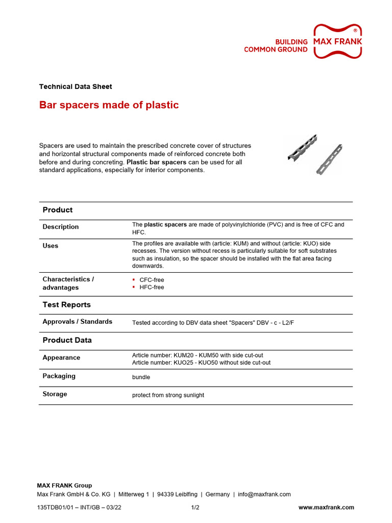 Spacers Plastic Bar Spacers TDB INTGB | PDF | Polyvinyl Chloride ...