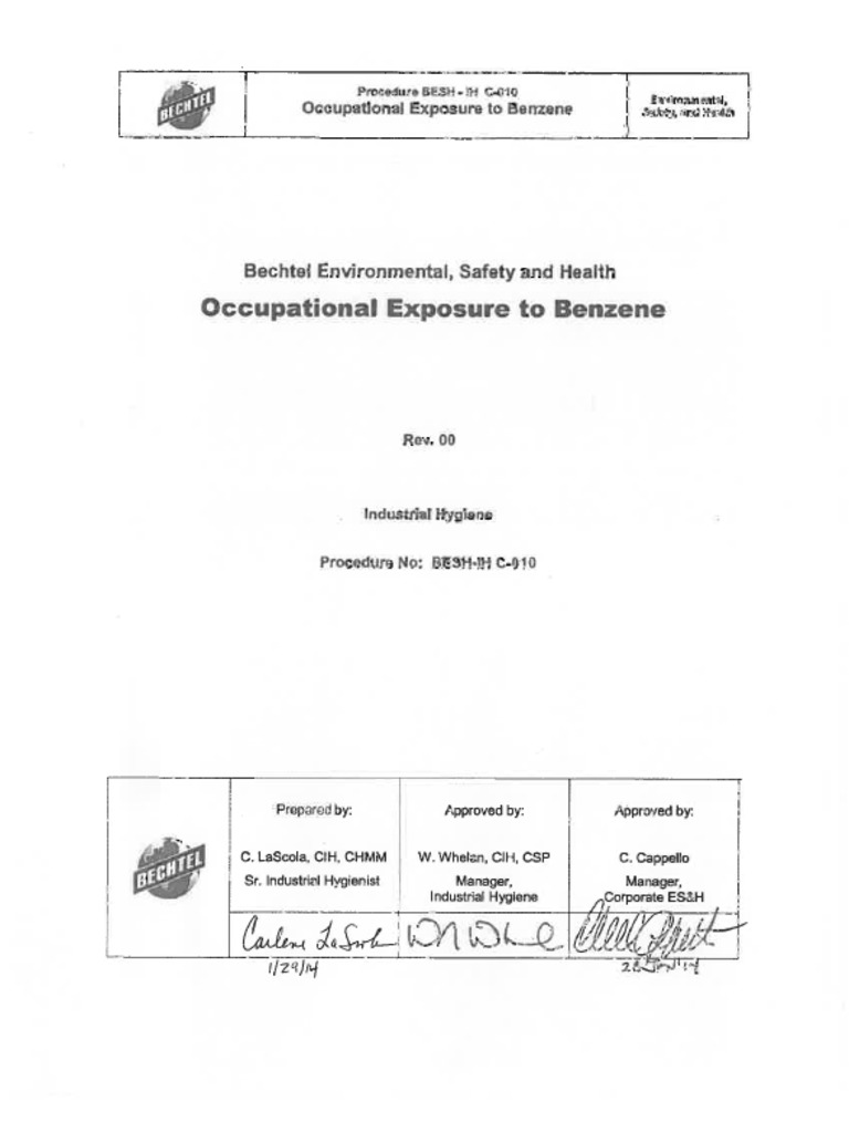 2HI-H030-00306 (000) Ocupatiponal Exposure To Benzene | PDF | Personal ...