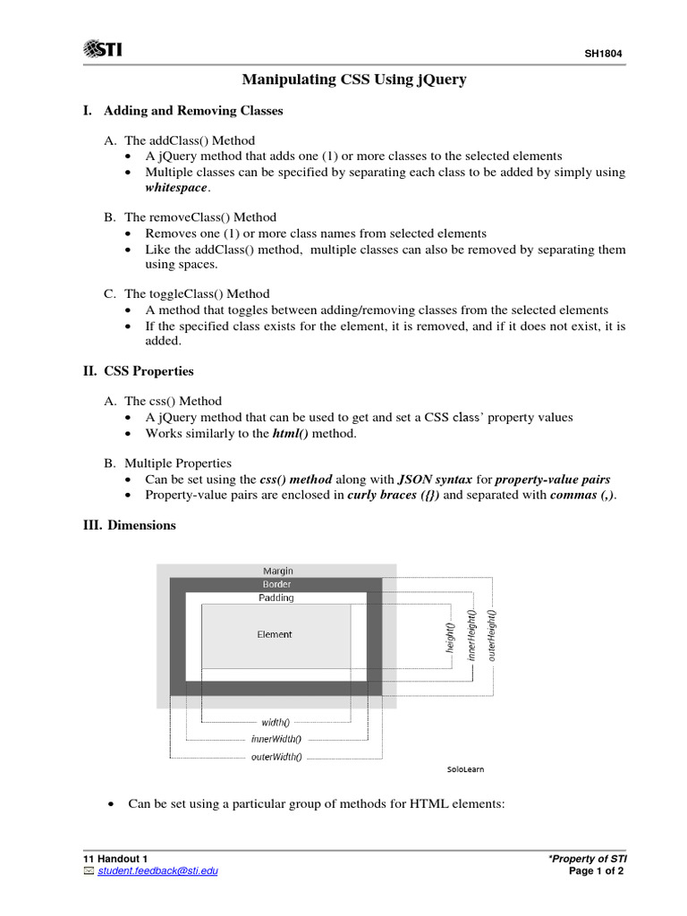 11 Handout 1 | PDF | J Query | World Wide Web