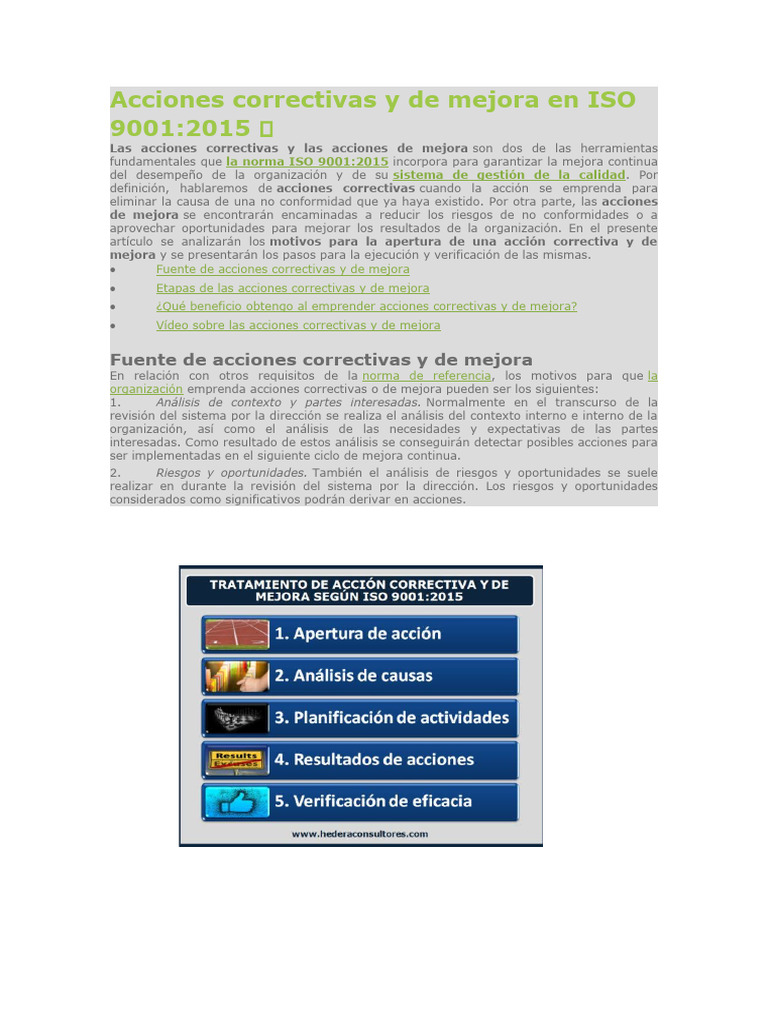Acciones Correctivas y de Mejora en ISO 9001 | Descargar gratis PDF ...