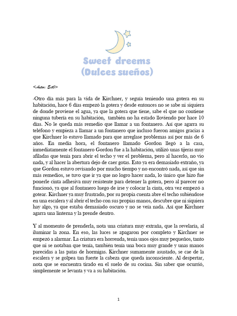 Copia De Dulces Suenos 1 Pdf Temor