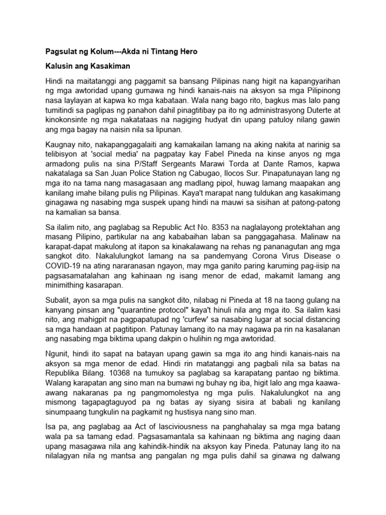 Pagsulat Ng Kolum | PDF