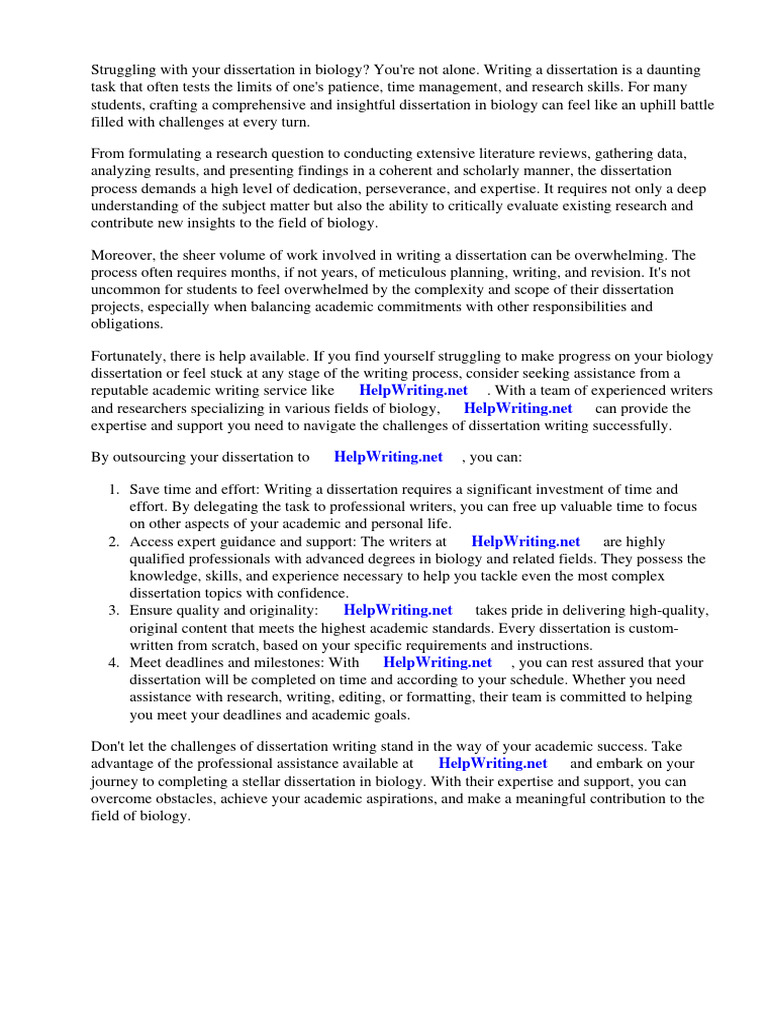 Dissertation Biology Example | PDF | Thesis | Expert