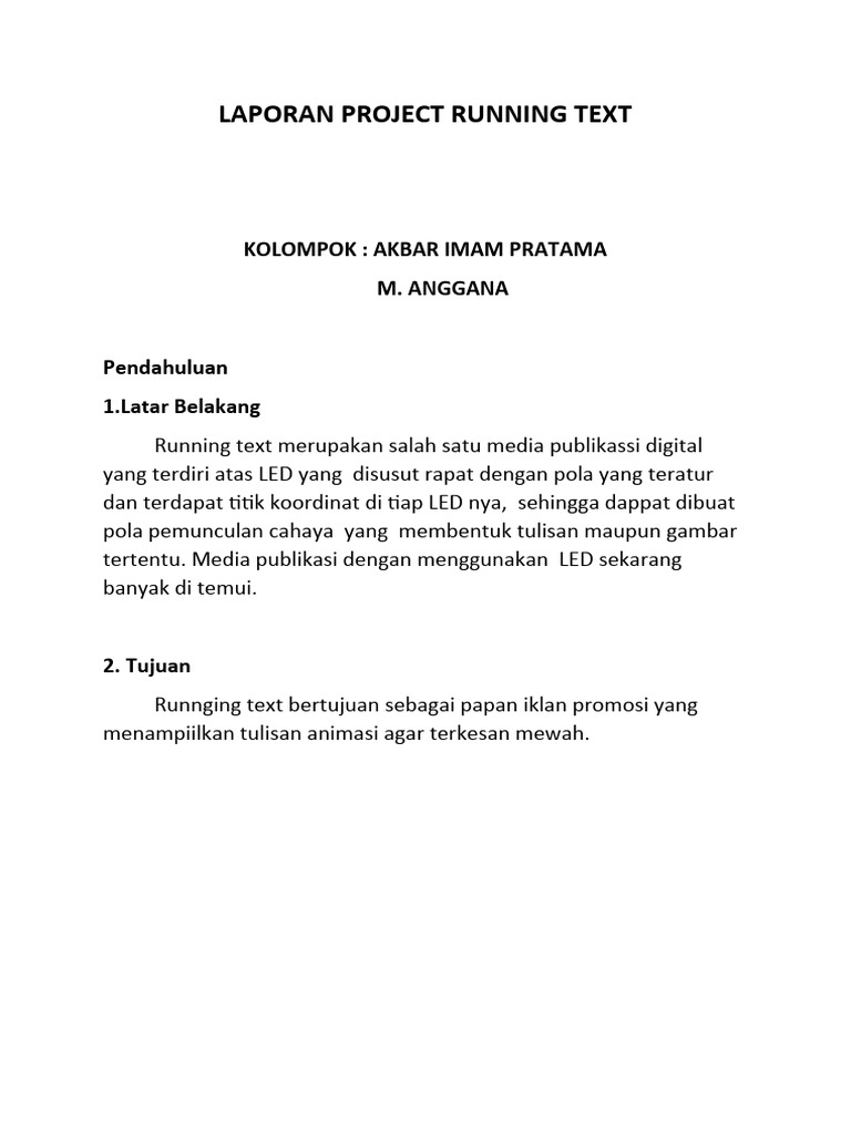 Laporan Project Running Text Akbar | PDF