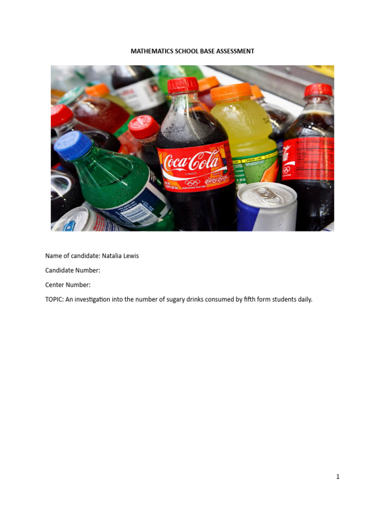 Maths SBA | PDF | Questionnaire | Drink