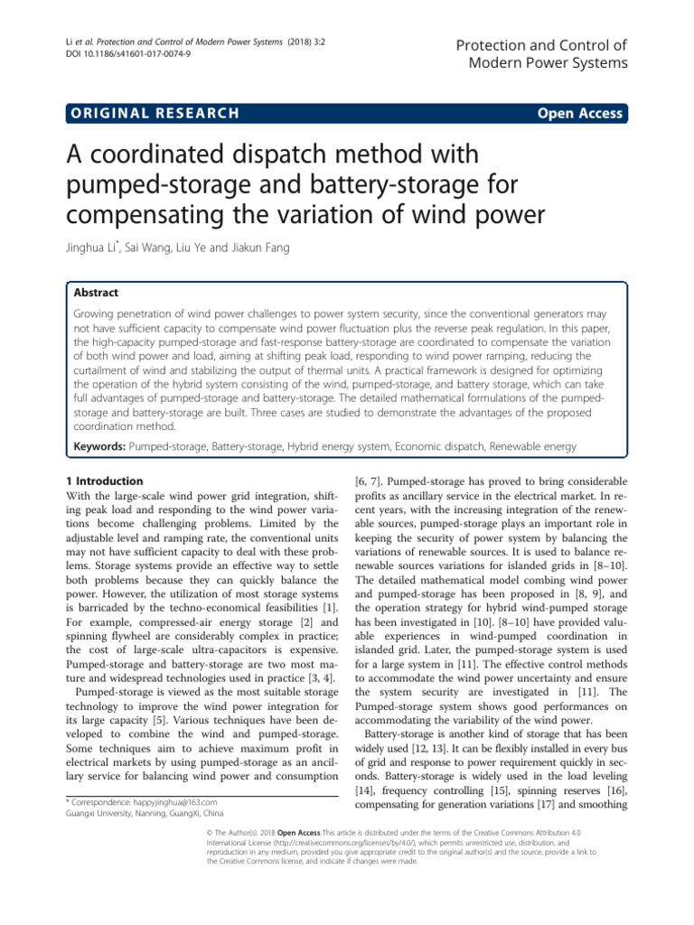 A Coordinated Dispatch Method With Pumped-Storage and Battery-Storage For Compensating The ...