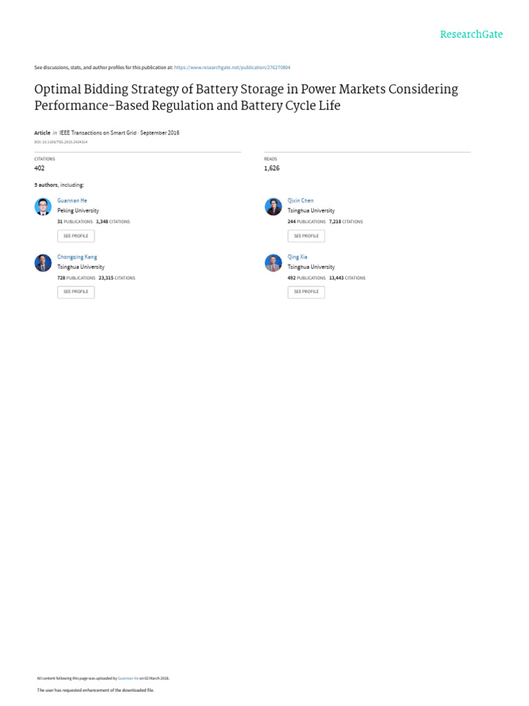 Optimal Bidding Strategy of Battery Storage in Power Markets Considering Performance-Based ...