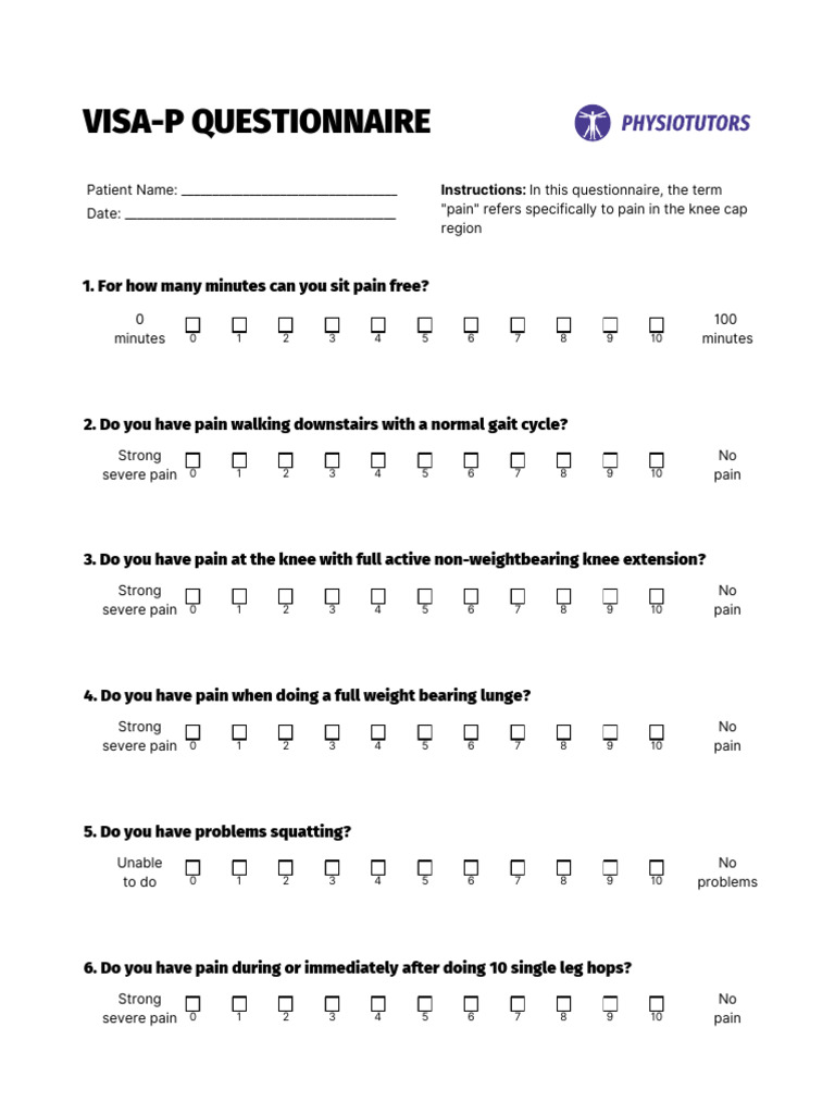 VISA P Questionnaire | Download Free PDF | Human Diseases And Disorders | Medicine