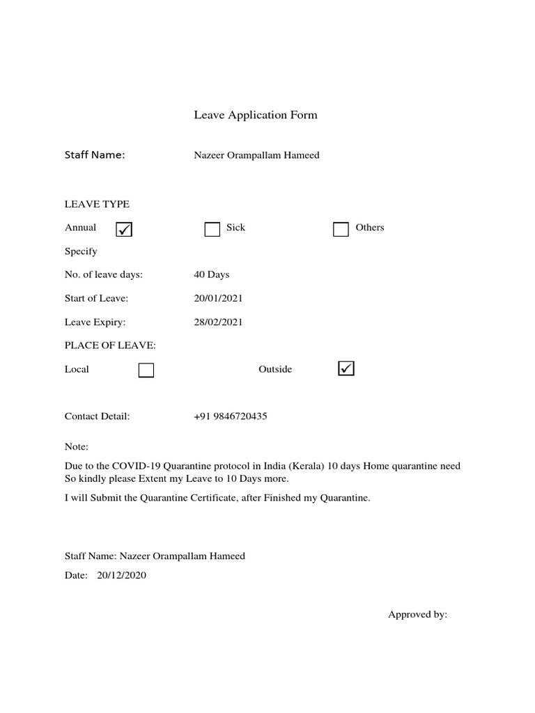 Leave Application Form | PDF