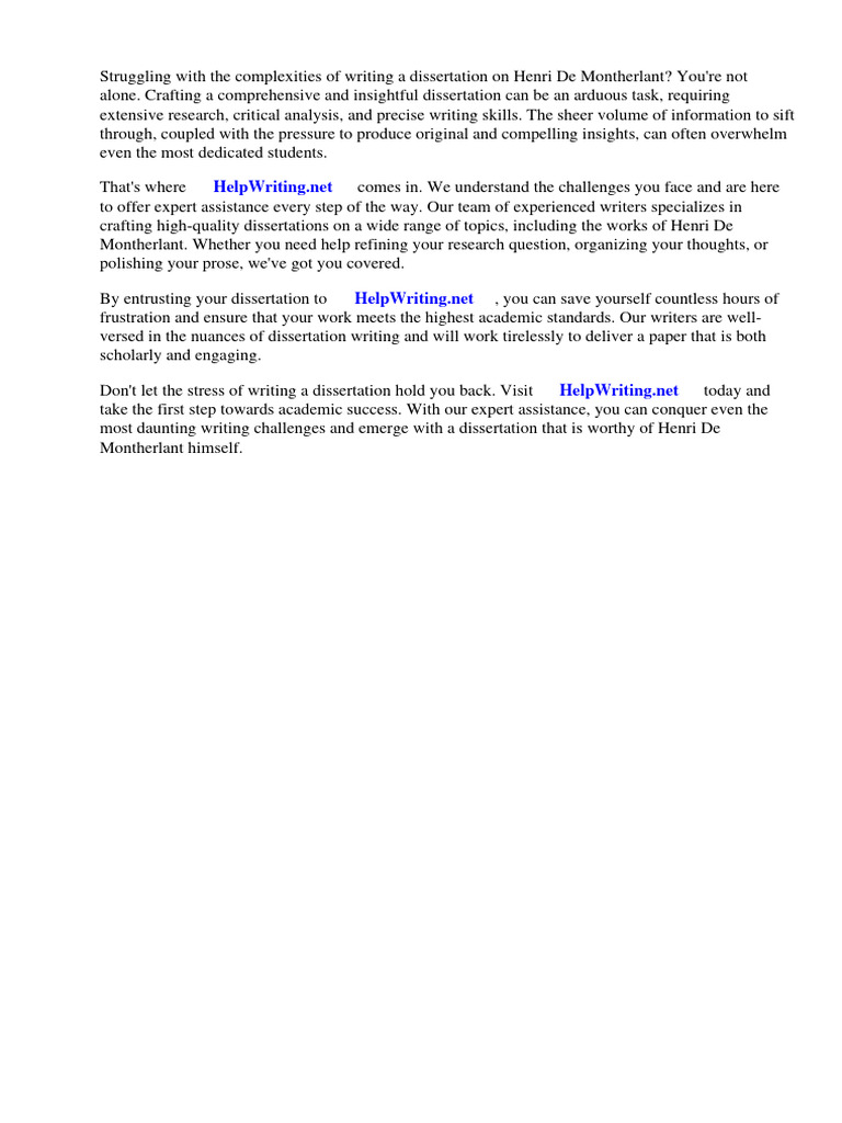 Dissertation Henri de Montherlant | PDF | General Fiction