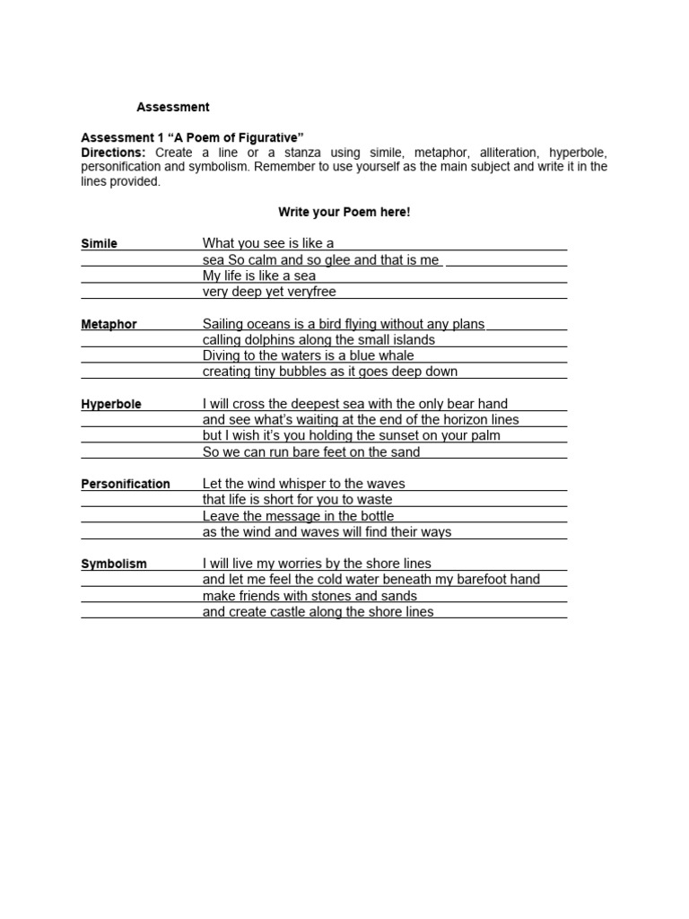 Assessment 1 "A Poem of Figurative" | PDF