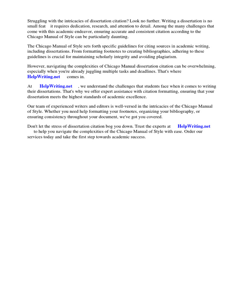Chicago Manual Dissertation Citation | PDF | Citation | A Manual For ...