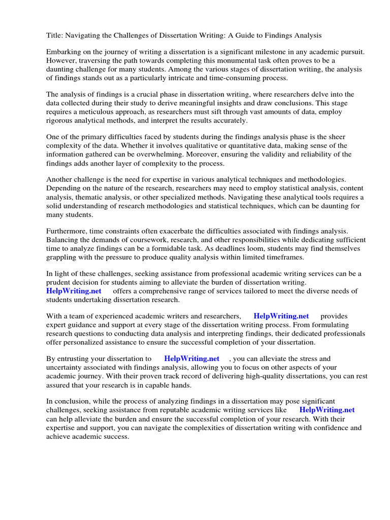 Findings Analysis Dissertation Sample | PDF | Thesis | Analysis