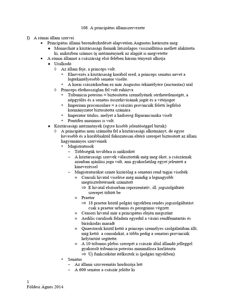 A Principátus Államszervezete | PDF