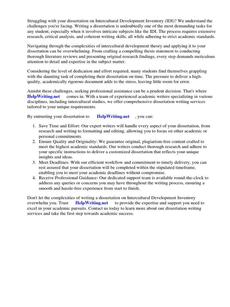 Dissertation Intercultural Development Inventory | PDF | Cross Cultural ...