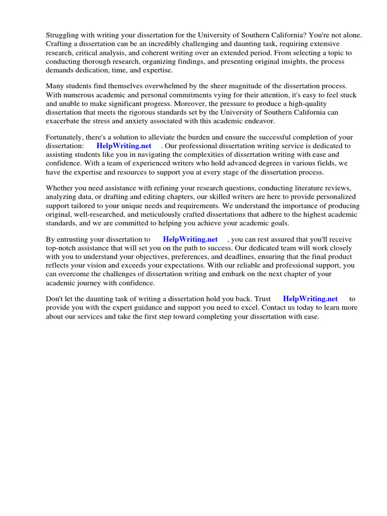 USC Dissertation Writing Help | PDF | Thesis | Essays