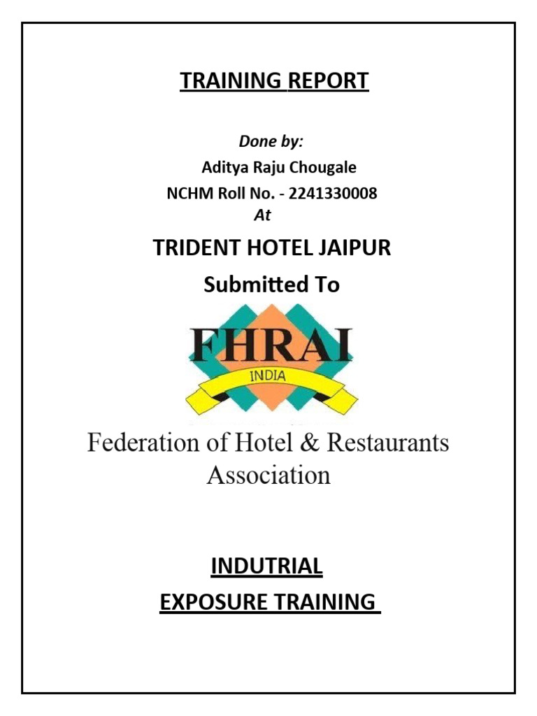 TRAINING REPORT Aditya Raju Chougale | PDF | Housekeeping | Chef