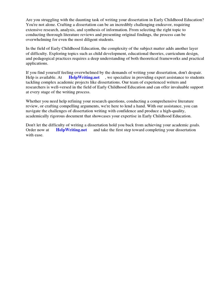 Early Childhood Education Dissertation Topics | PDF | Early Childhood ...