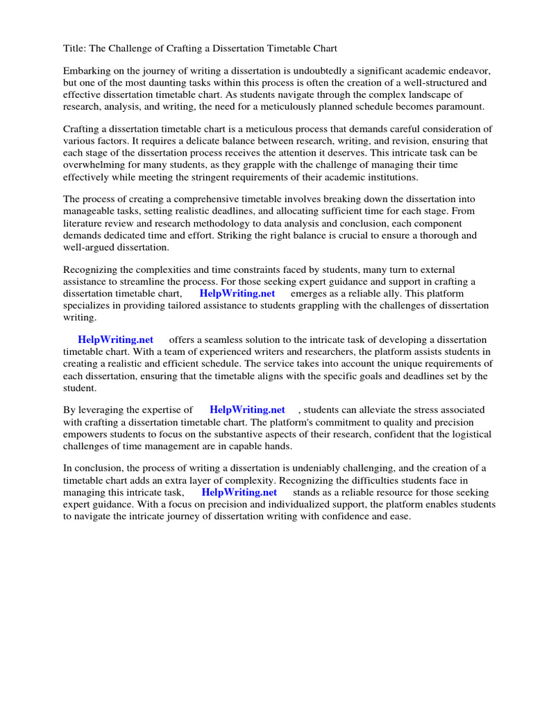 Dissertation Timetable Chart Guide | PDF | Thesis | Microsoft Power Point