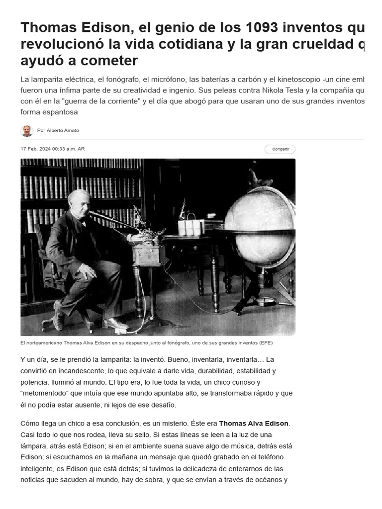 Thomas Edison | PDF | Thomas Edison | Electricidad