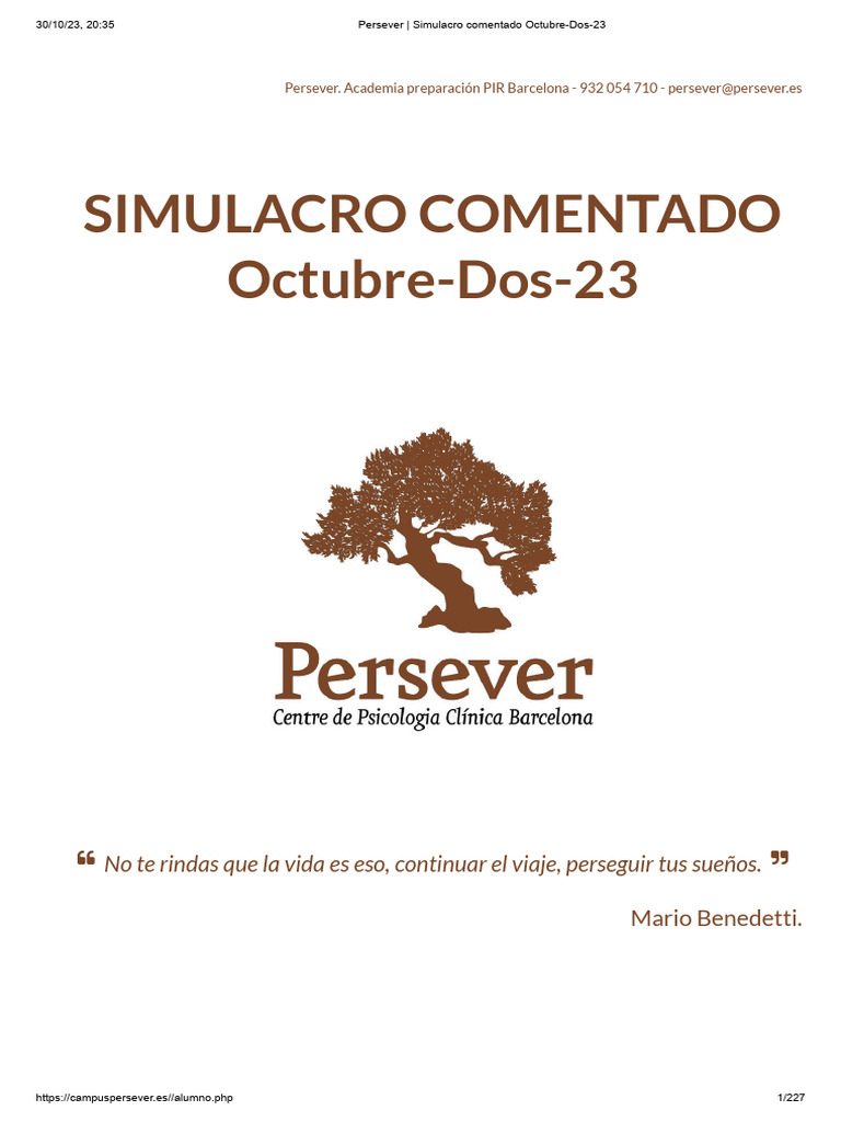Persever - Simulacro Comentado Octubre-Dos-23 | PDF | Teoría de apego ...