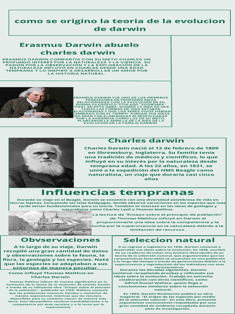 Influencias en la Teoría de Darwin | PDF | Charles Darwin | Evolución