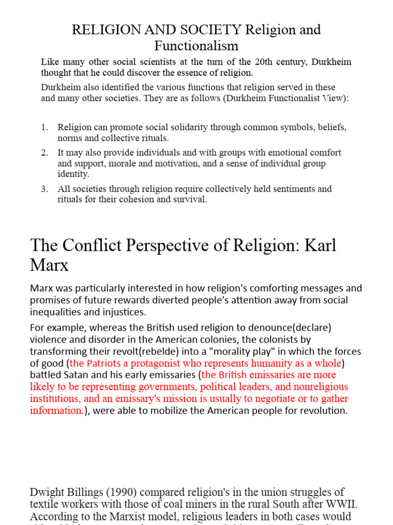 RELIGION AND SOCIETY Religion and Functionalism | PDF | Max Weber ...