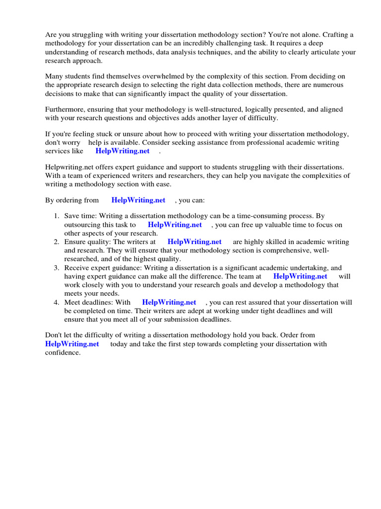 How To Write Methodology For Dissertation Sample | PDF | Methodology ...