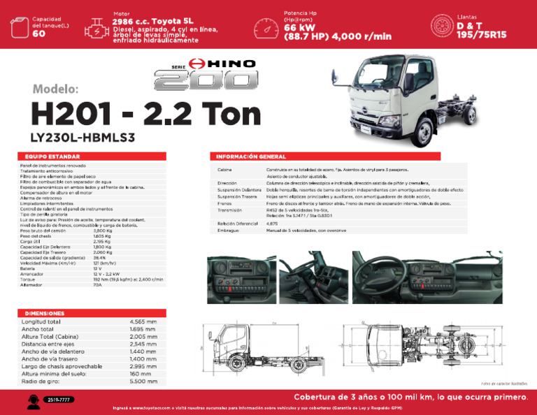 Ficha Técnica - Ficha Técnica H201 - 2.2 Ton | PDF
