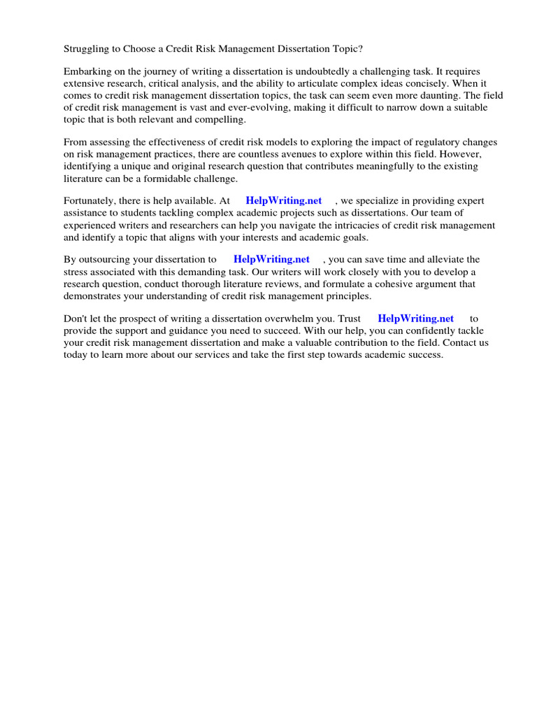 Credit Risk Dissertation Help | PDF | Banks | Credit