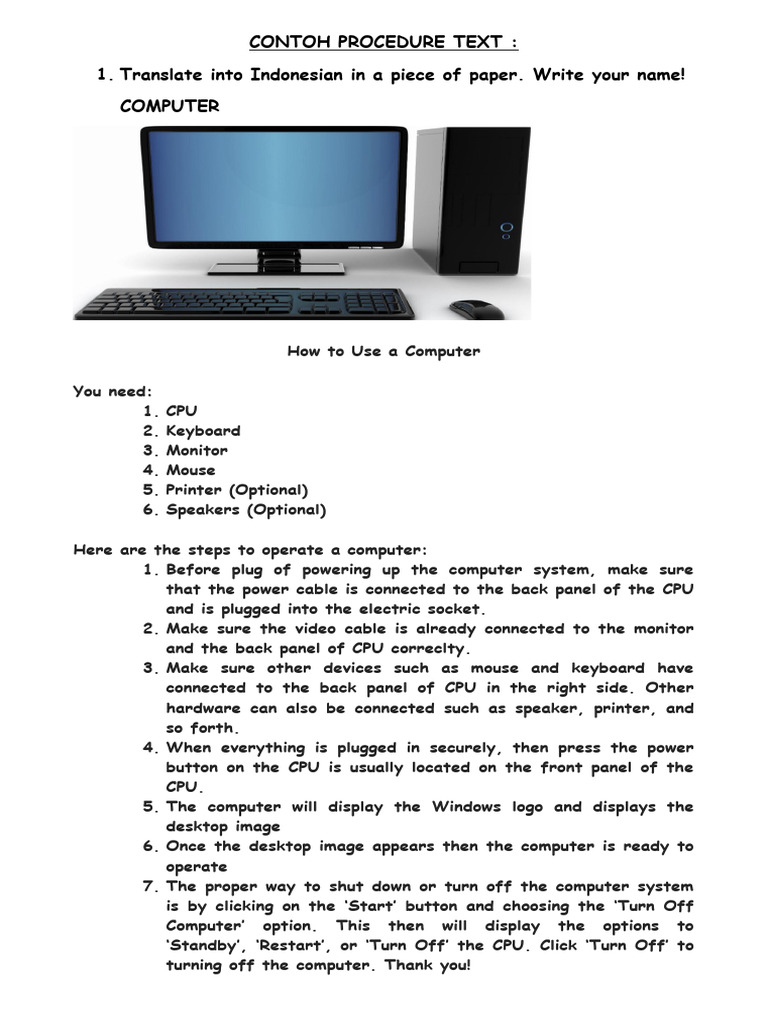 How to Operate a Computer: A Guide | PDF