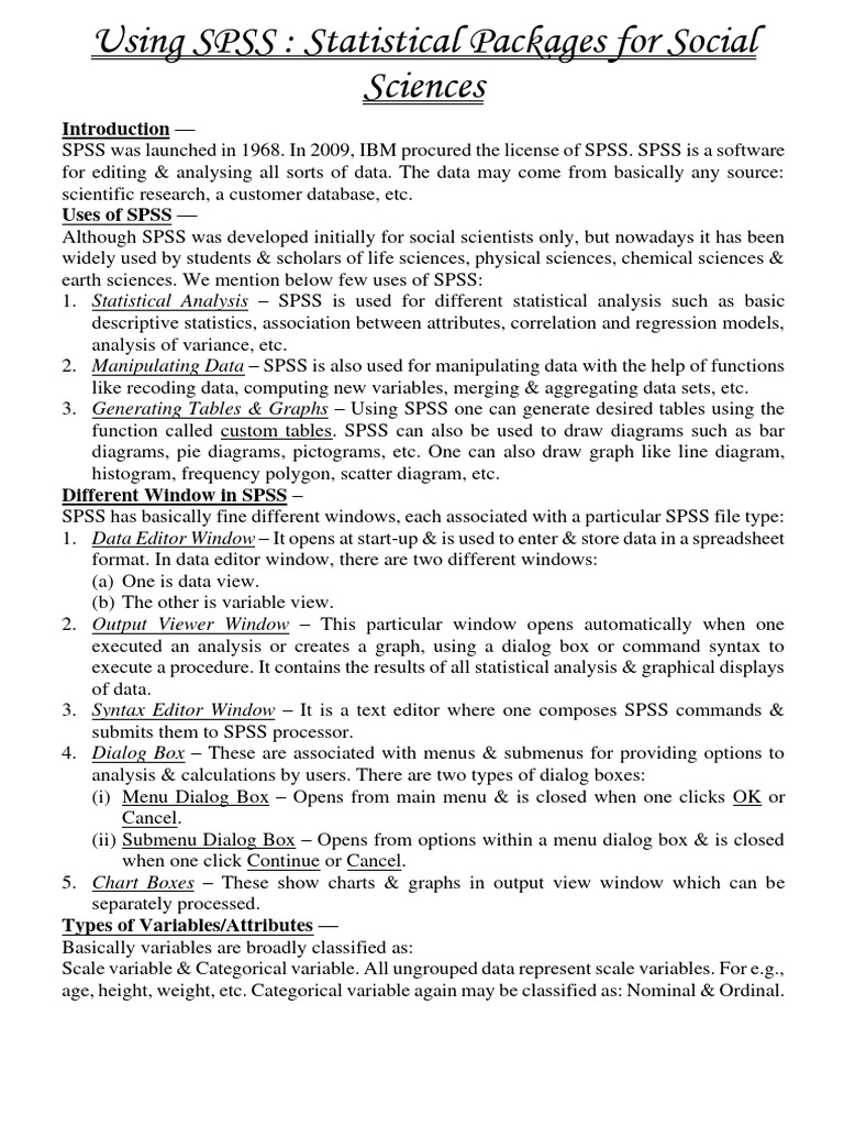 Using SPSS - Statistical Packages For Social Sciences | Download Free PDF | Spss | Menu (Computing)
