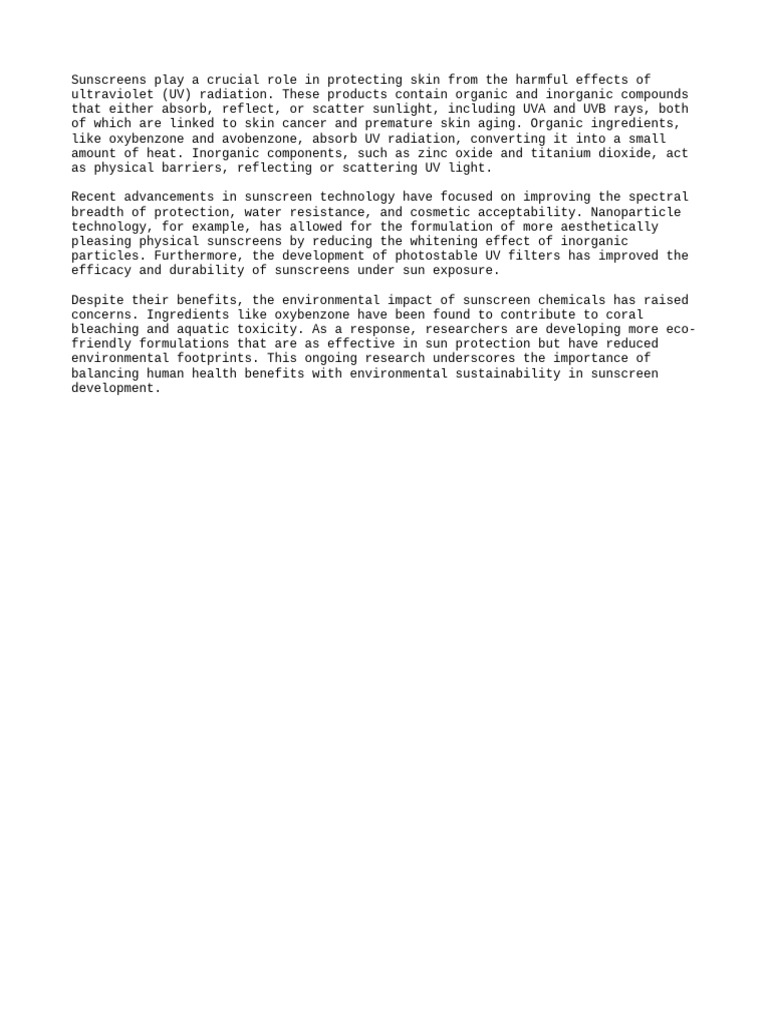Sunscreen Science Paper | PDF | Science & Mathematics