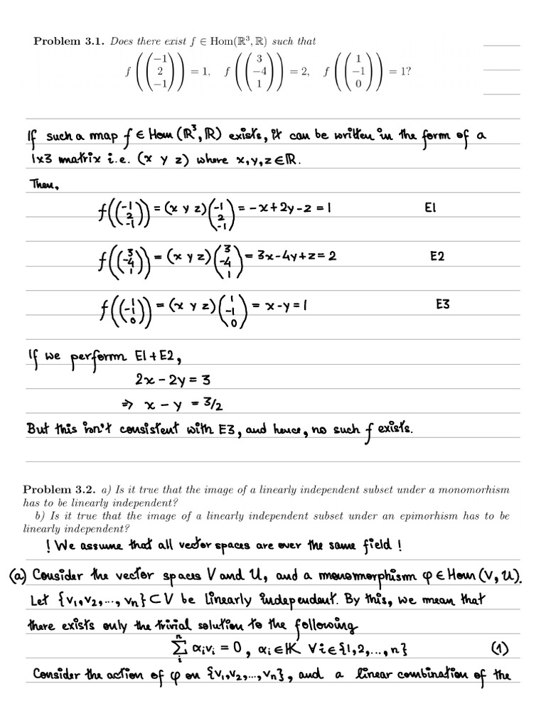 ALA Problem Sheet 3 | PDF