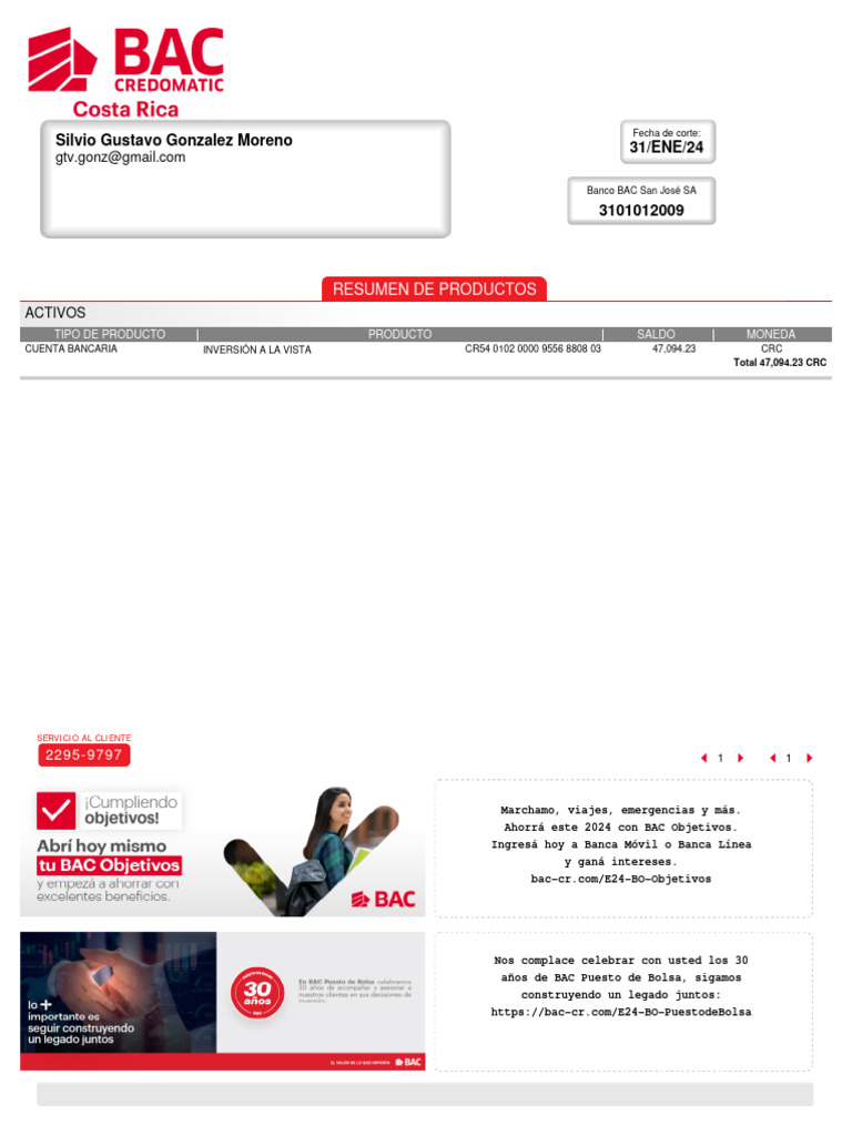 Extracto 202401 0000 2339 5402400 | PDF | Bancos | Industrias de servicio